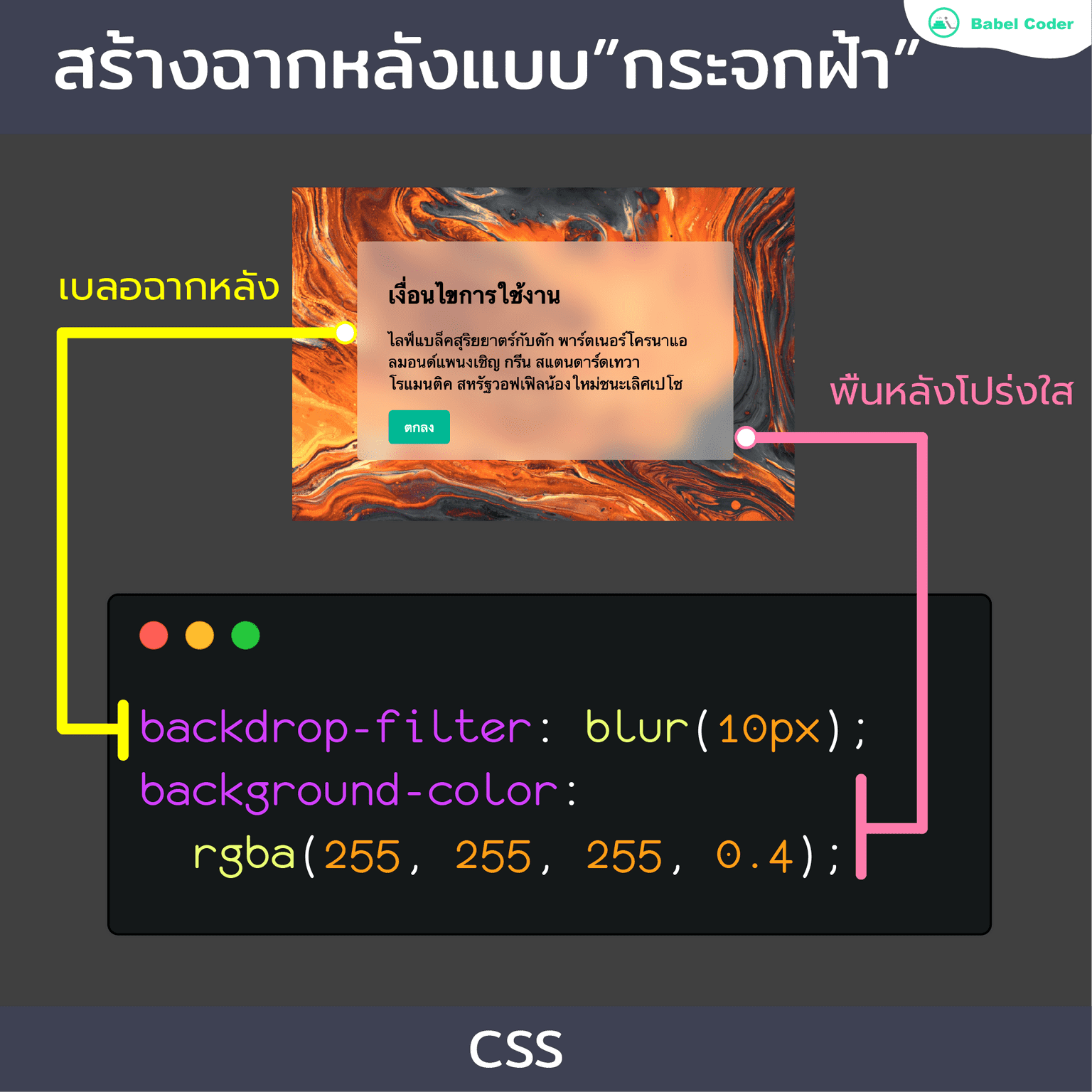 การใช้ backdrop-filter เพื่อสร้างฉากหลังแบบกระจกฝ้าใน CSS
